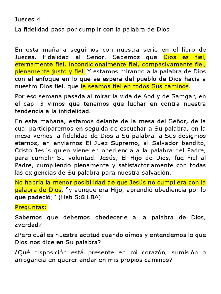 Jueces 4 | PDF | Dios | Biblia