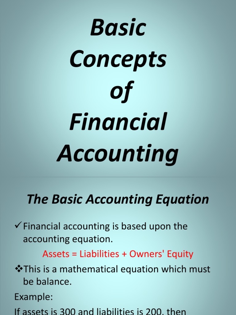 Basic Concepts of Financial Accounting | PDF | Expense | Equity (Finance)