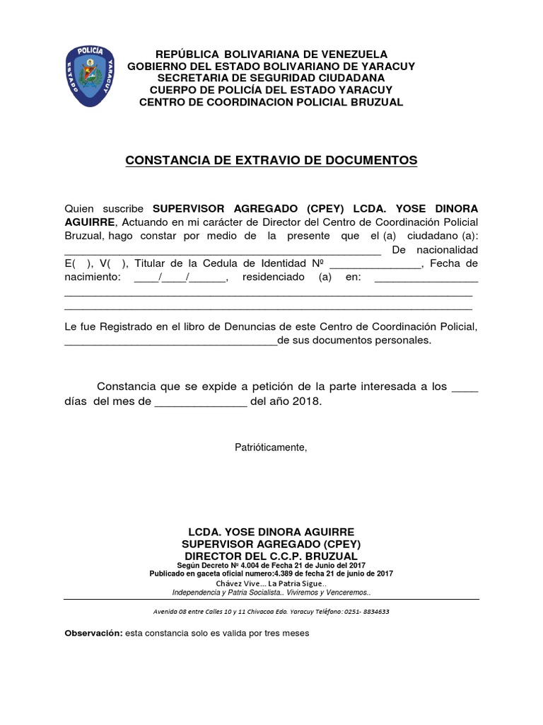 Constancia Extravio de Documento | PDF | Gobierno