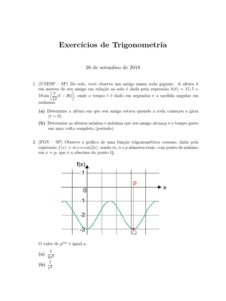 Exercicios de Trigonometria | PDF | Triângulo | Trigonometria