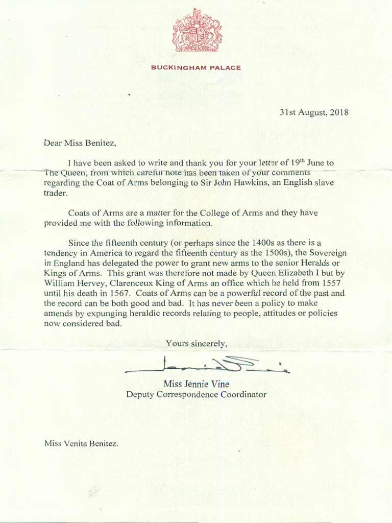 Buckingham Palace Letter