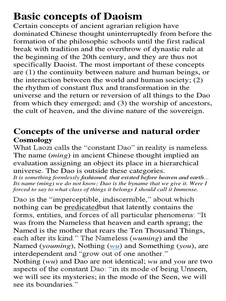 Basic Concept of Daoism | PDF | Yin And Yang | Tao