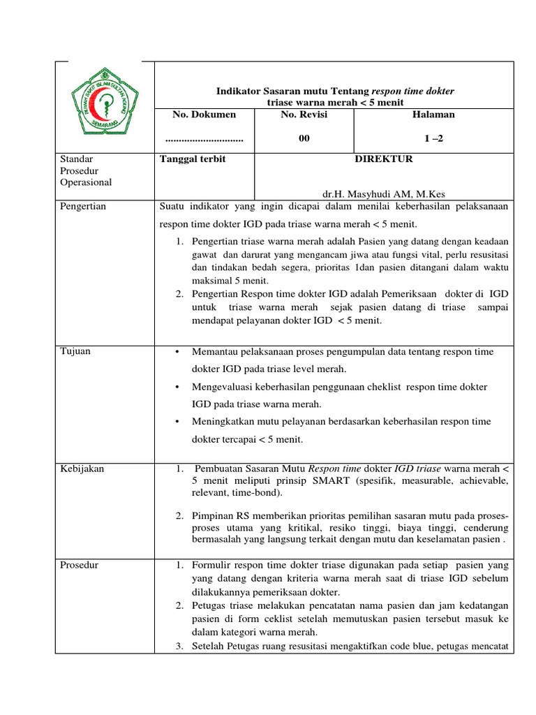 SPO Sarmut Respon Time Dokter Triase | PDF