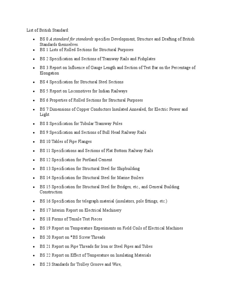 List of British Standard | PDF | Ac Power Plugs And Sockets | Screw
