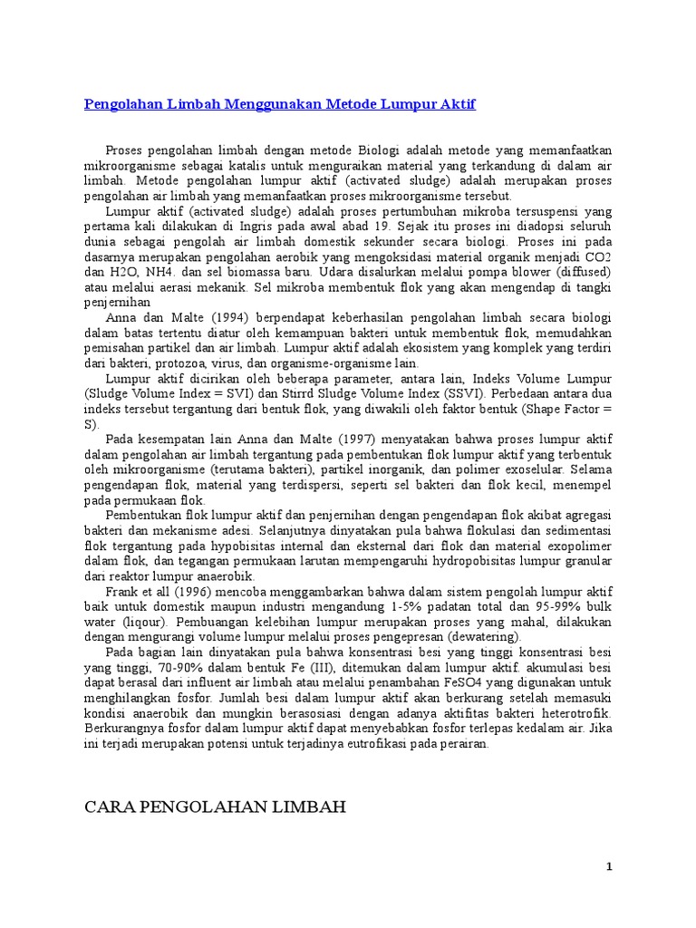 IPAL Metode Lumpur Aktif | PDF