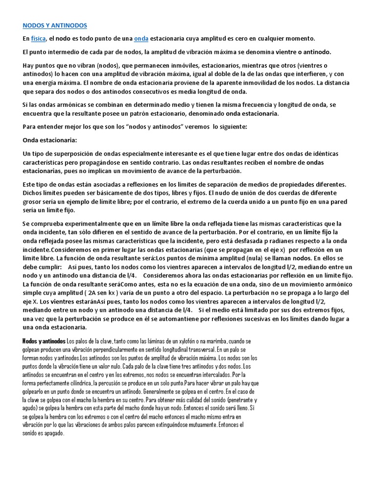 Nodos y Antinodos en Ondas Estacionarias | PDF | Olas | Filosofía natural
