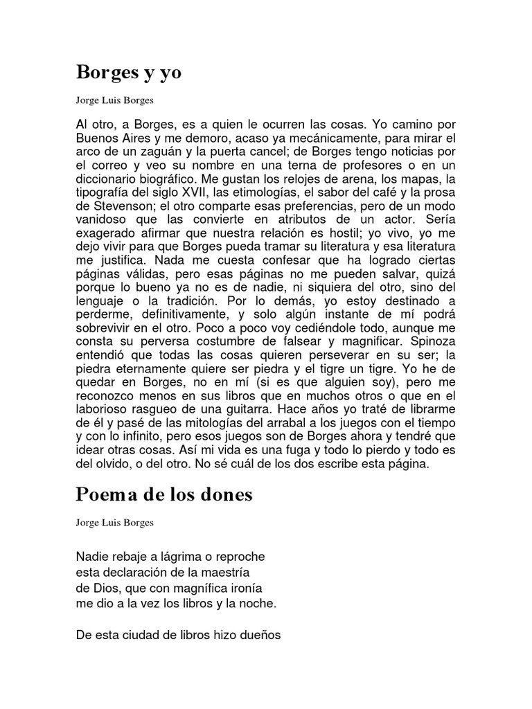 Borges y yo: Identidad y literatura | PDF | Poesía