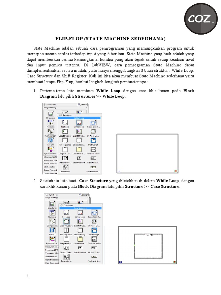 FLIP-FLOP LAMPU DENGAN STATE MACHINE SEDERHANA DI LABVIEW | PDF