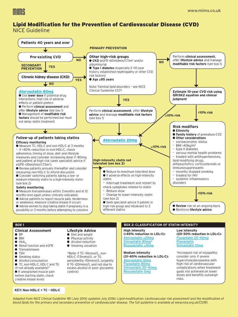 NICE Guideline: Lipid Modification For The Prevention of Cardiovascular ...