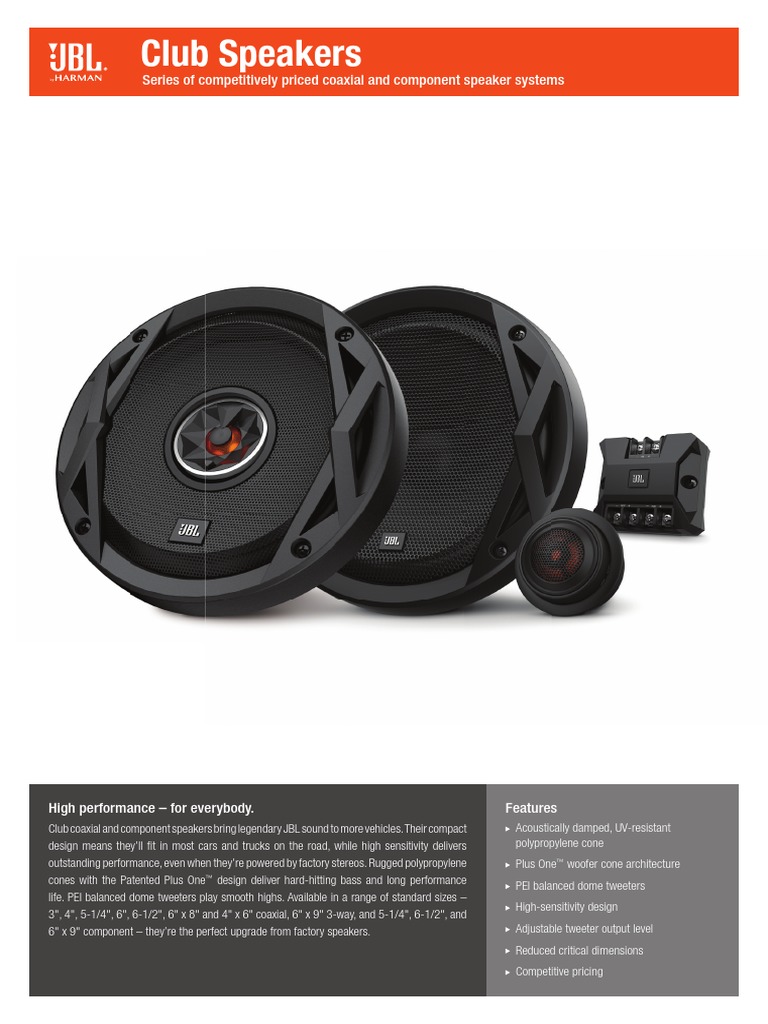 JBL Club Speaker SpecSheet English PDF Loudspeaker Audio Engineering