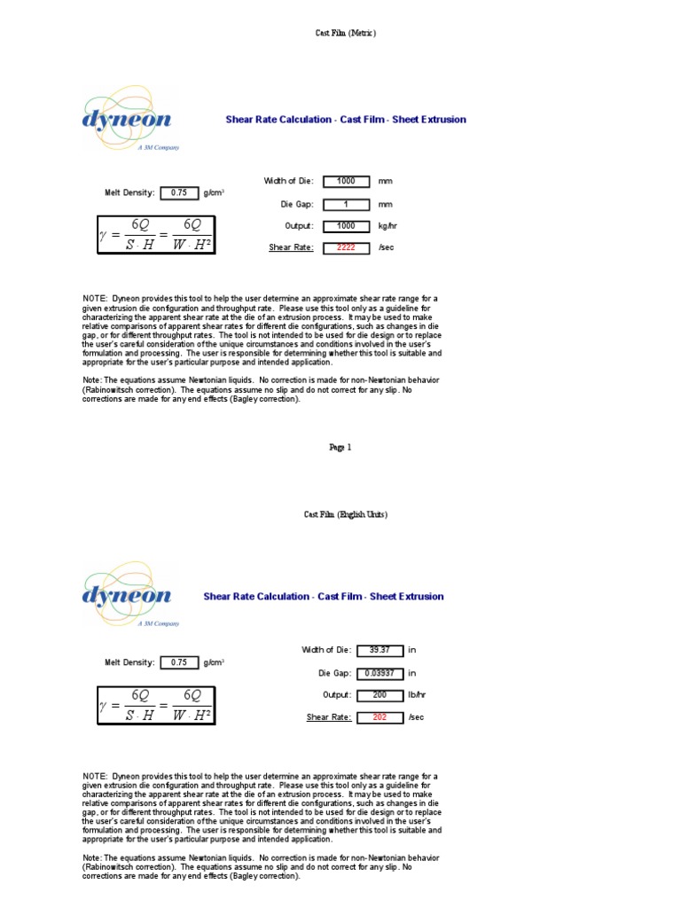 Shear Rate Calculation | Download Free PDF | Extrusion | Shear Stress