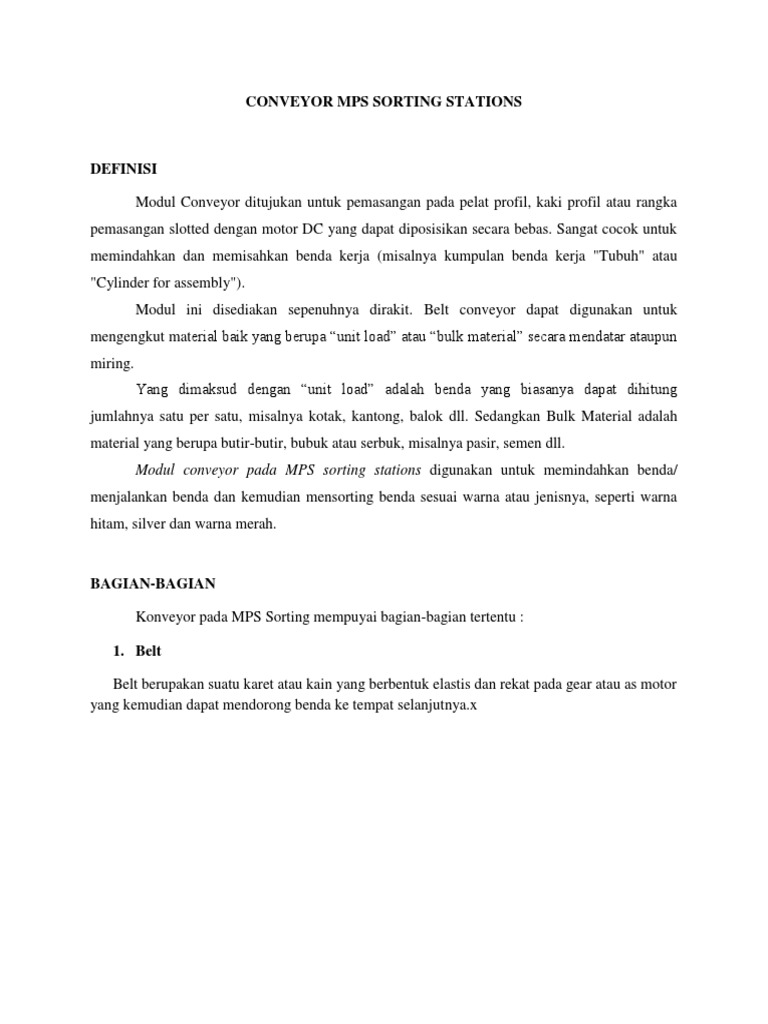 Conveyor Mps Sorting Stations | PDF