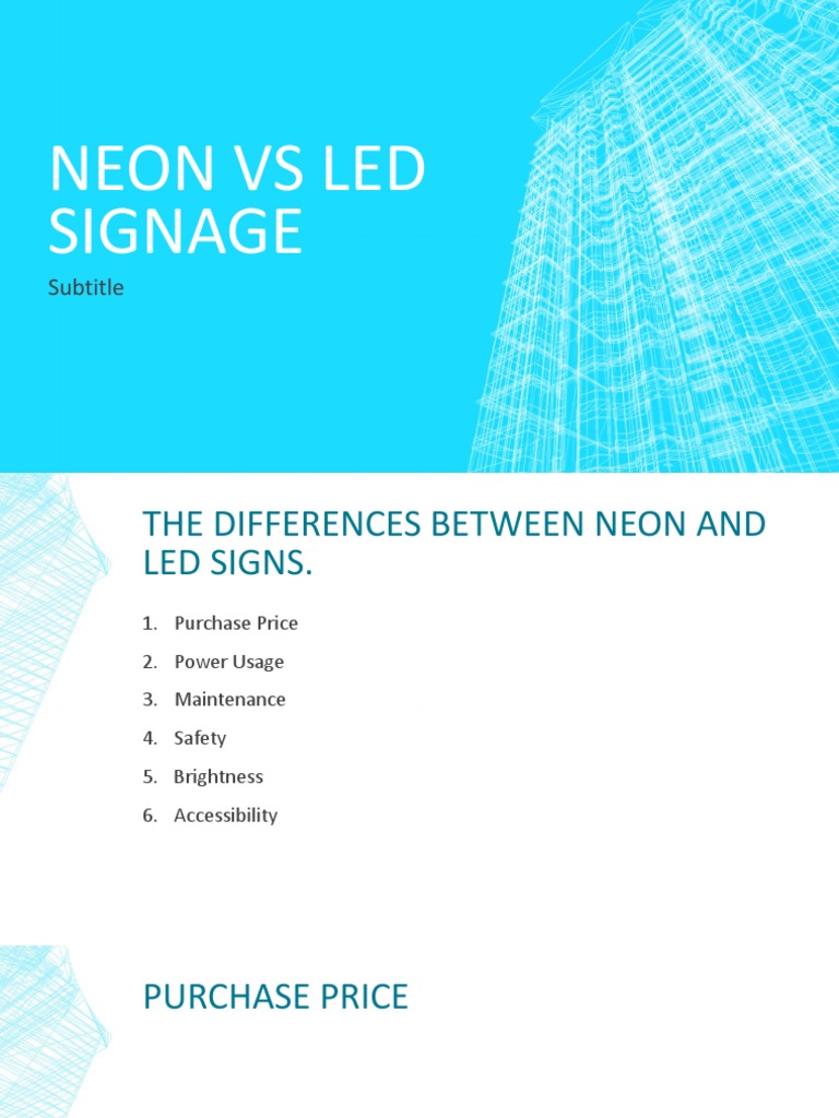 Signage: Neon vs LED Comparison | PDF | Technology & Engineering