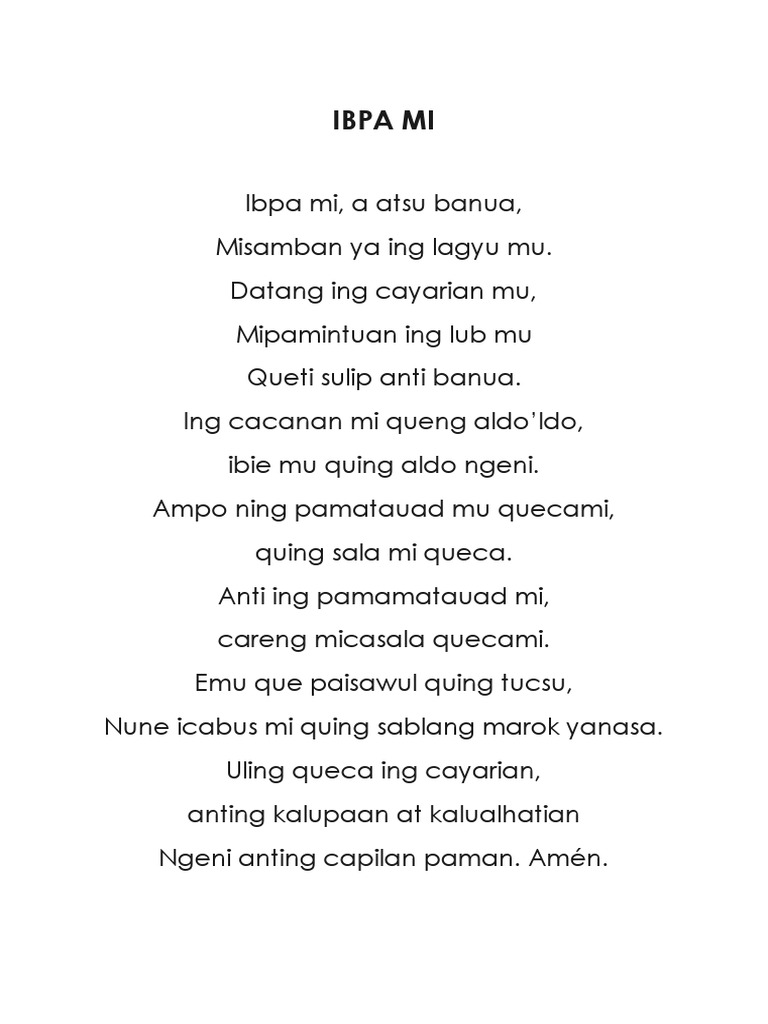 Kapampangan Prayers: Ibpa Mi & Bapu Maria | PDF | Cooking, Food & Wine ...