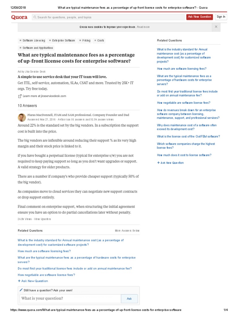 Enterprise Software Maintenance Fees | PDF | Fee | License