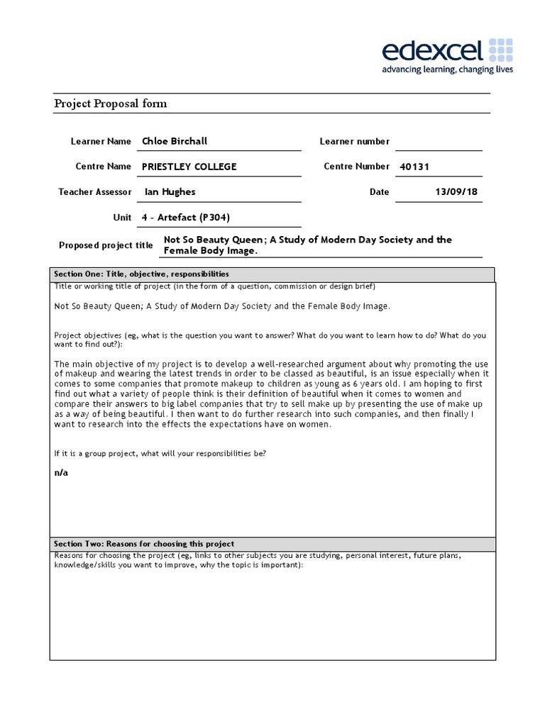 Chloe Birchall C Block EPQ Level 3 Proposal Form | PDF | Question ...