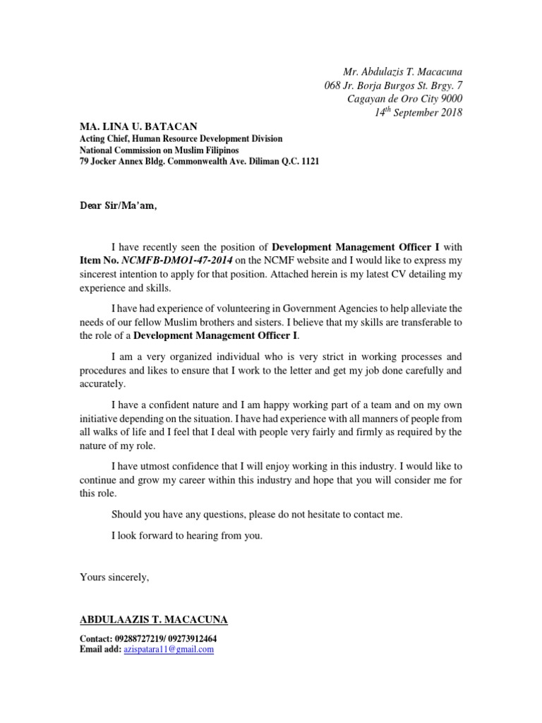 Application for Development Management Officer | PDF