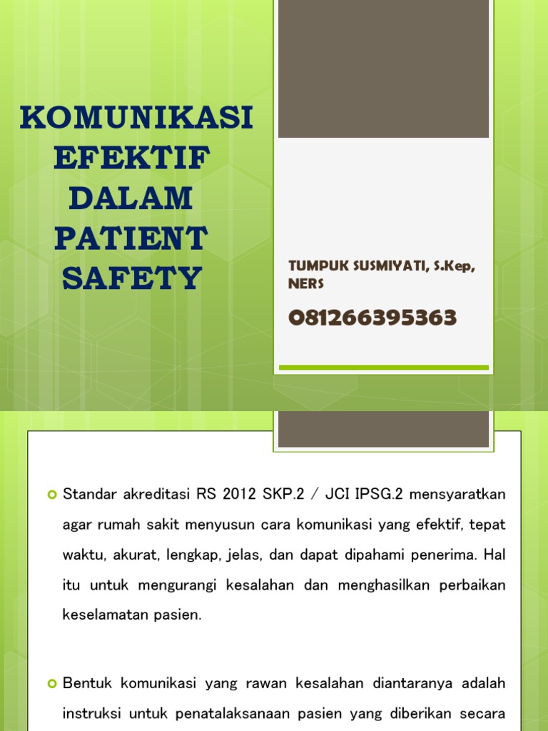 Materi Komunikasi Efektif Dalam Pasien Safety B'tumpuk | PDF