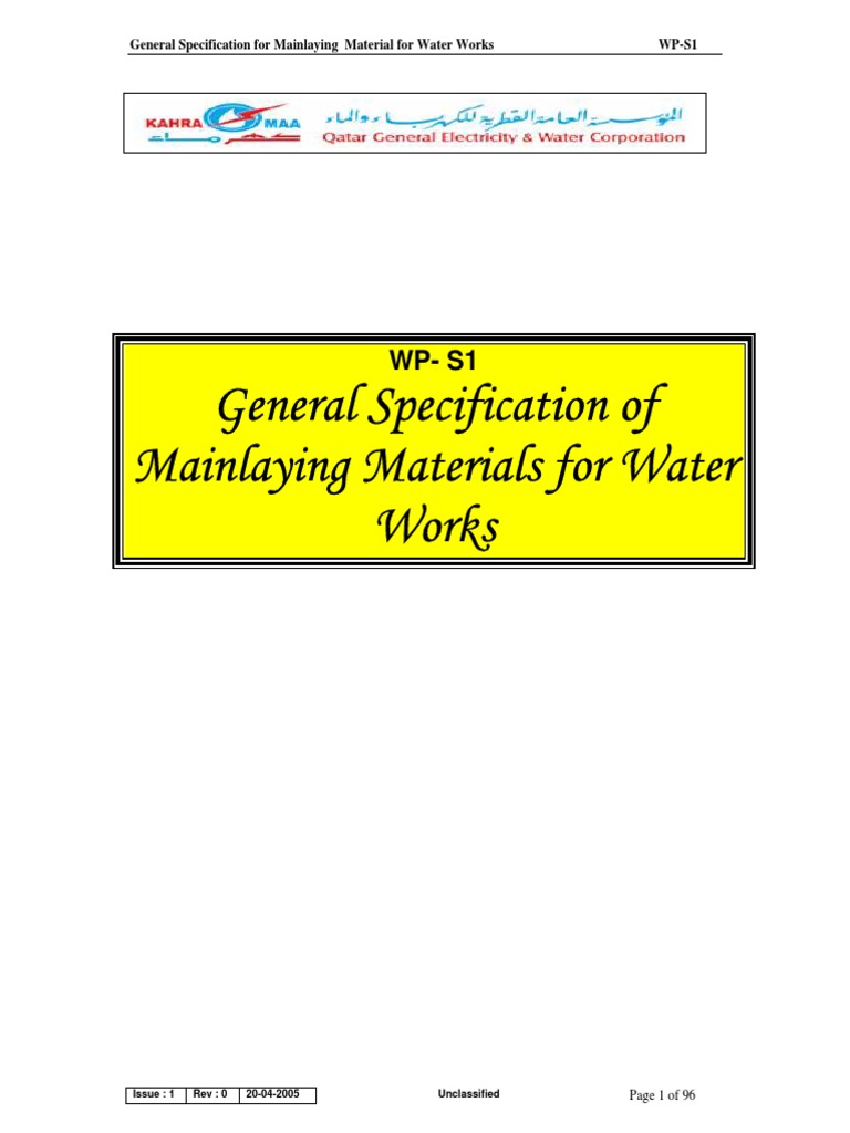 Kahramaa Water Specifications PDF | PDF | Pipe (Fluid Conveyance ...