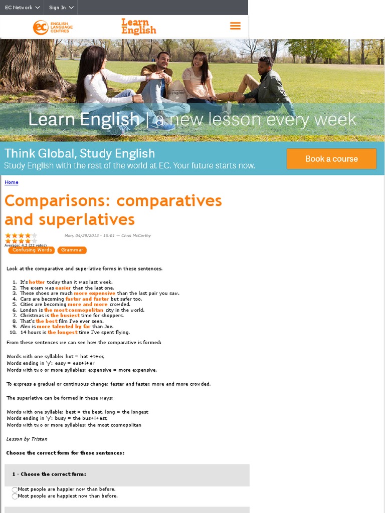 Comparisons: Comparatives and Superlatives - Learn English | PDF ...