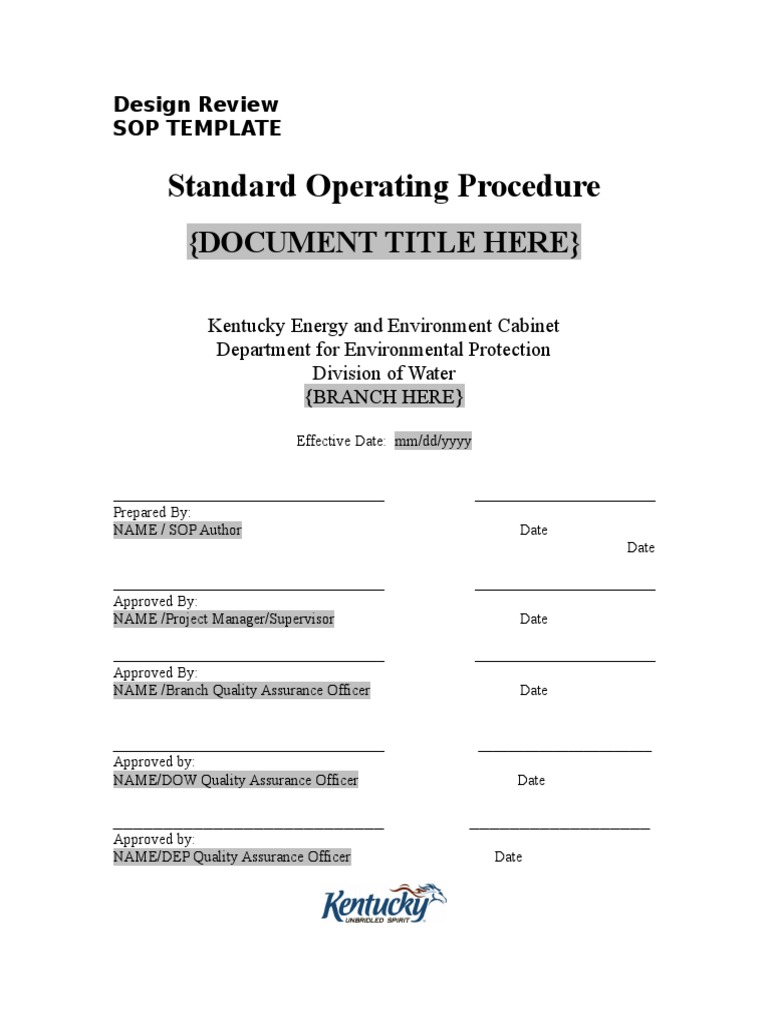 Kentucky Design Review SOP Template | PDF | Specification (Technical ...