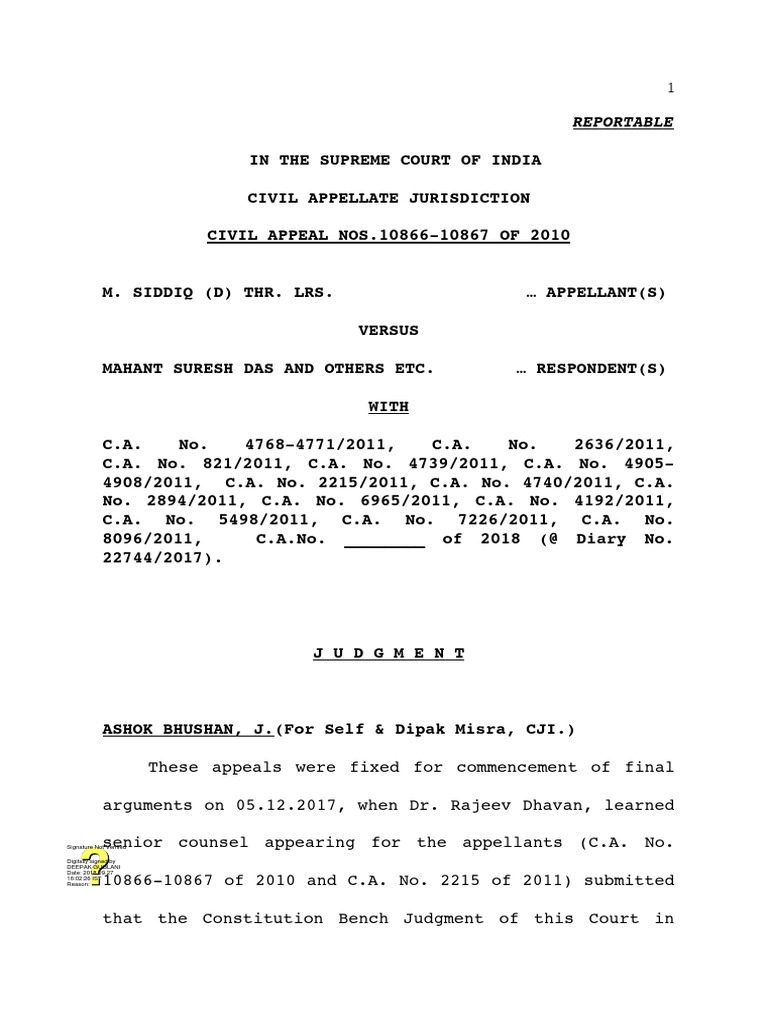 Ayodhya Verdict | PDF | Lawsuit | Judgment (Law)