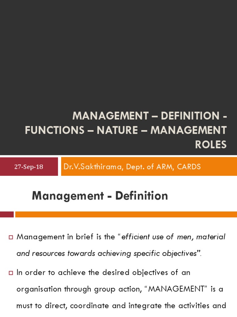 Management - Definition - Functions - Nature - Management Roles | PDF ...