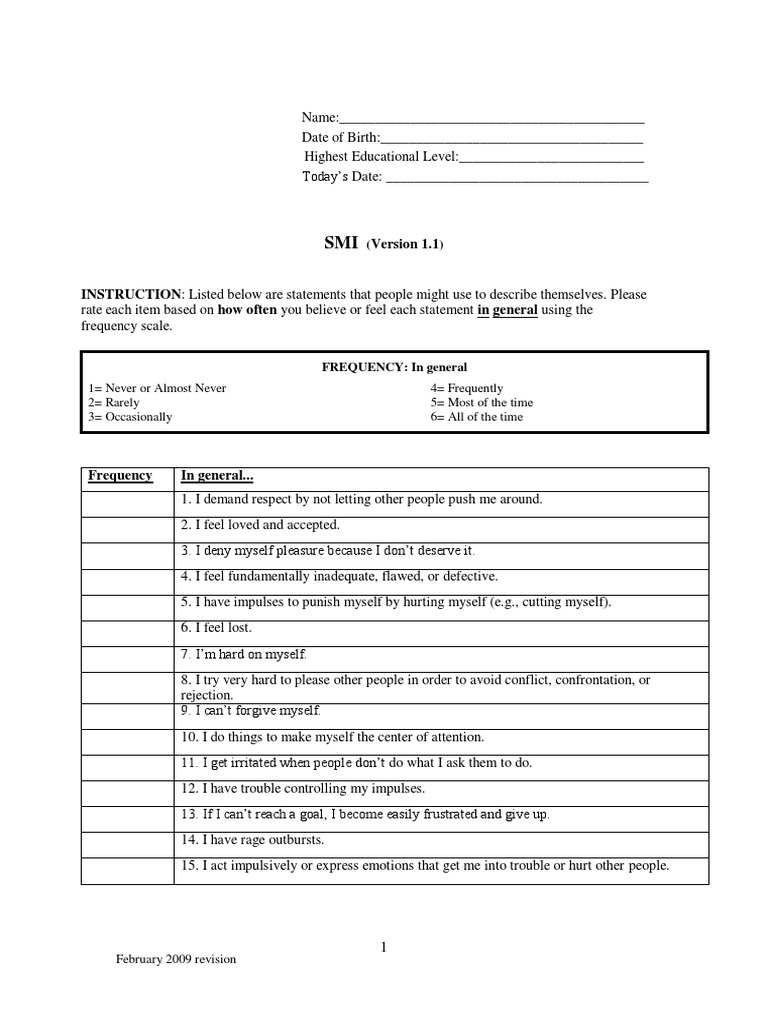 Schema Mode Inventory | PDF | Anger | Psychology