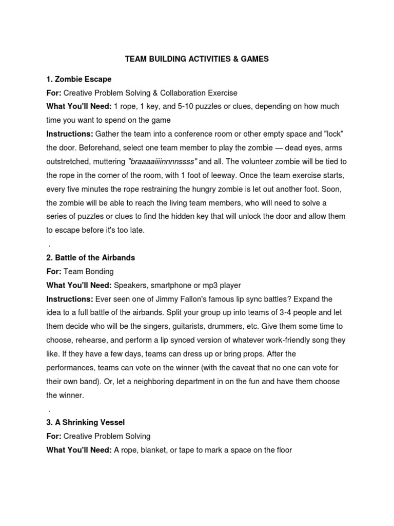 Team Building Activities | PDF | Body Language | Conversation