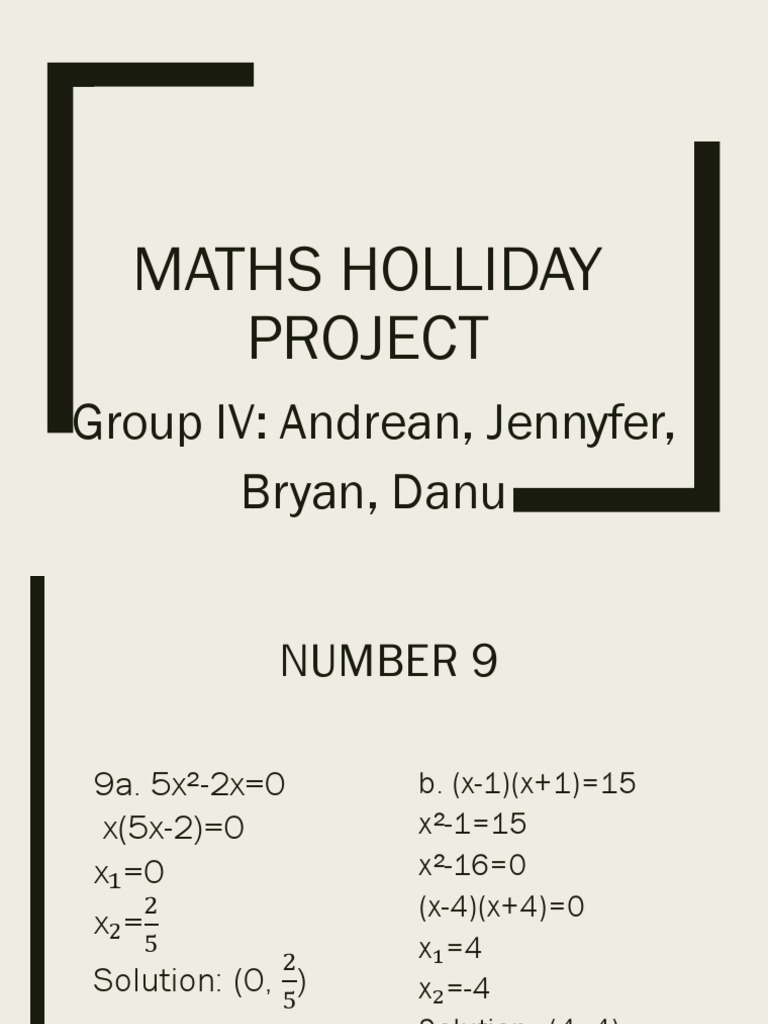Maths Holiday Project Solutions | PDF
