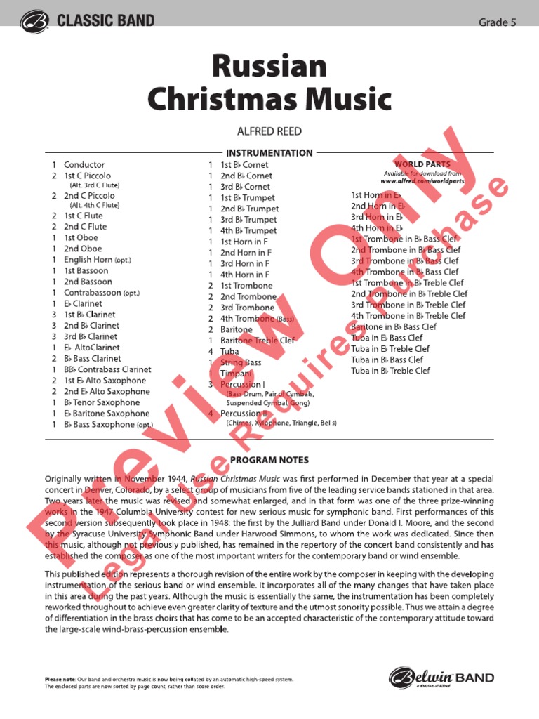 Reed - Russian Christmas Music Grade | PDF