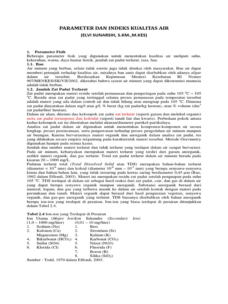 Parameter Kualitas Air - Word | PDF