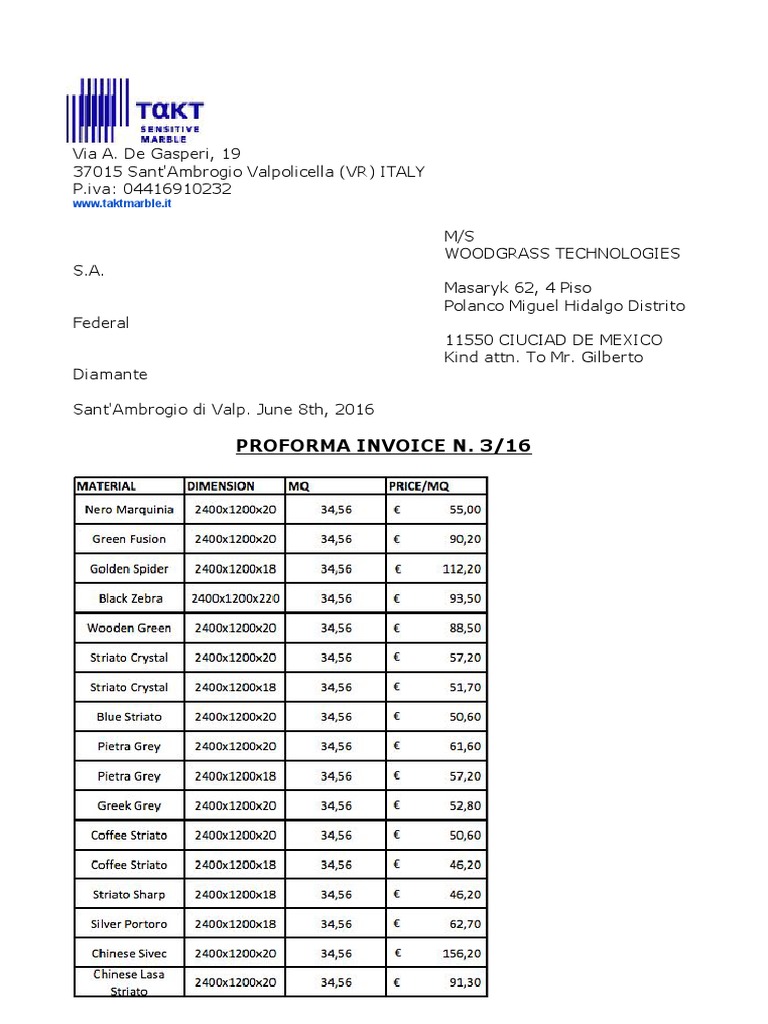 Proforma Invoice Nr. 3 DD 16.06.08 CN PDF | PDF