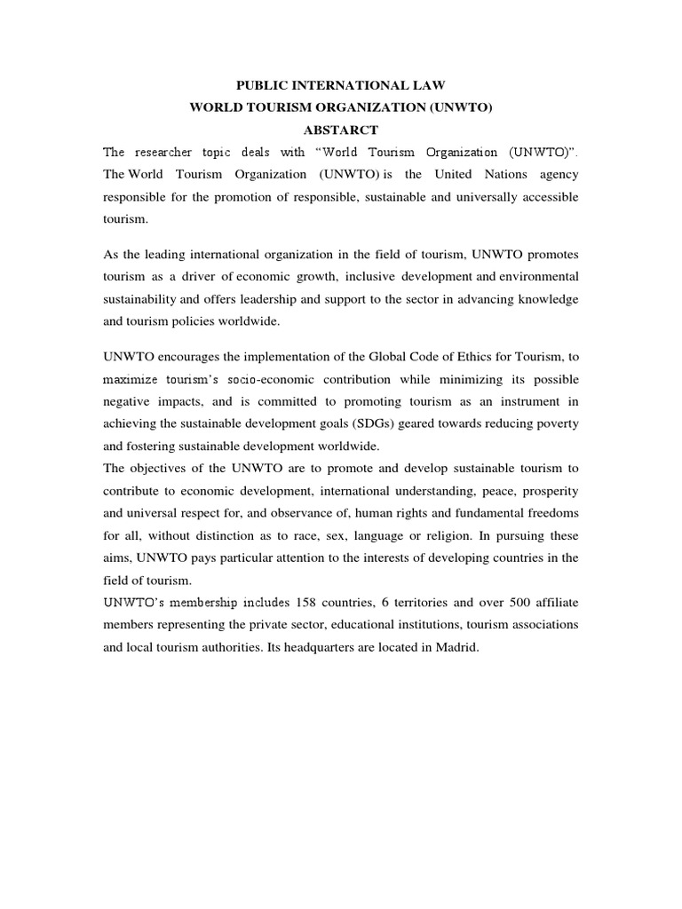 UNWTO's Role in Sustainable Tourism | PDF | Economic Development ...