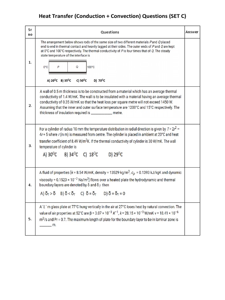 Conduction and Convection 15 Questions Set C | PDF | Teaching Methods ...