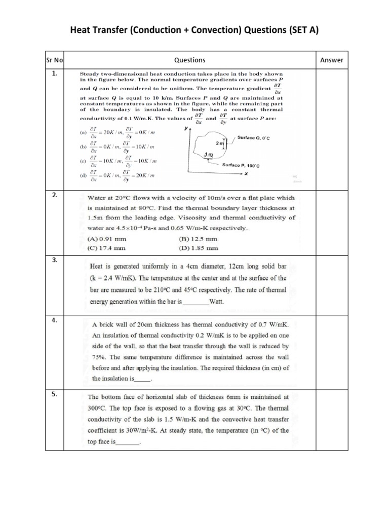 Heat Transfer Exam Questions | PDF | Teaching Methods & Materials ...