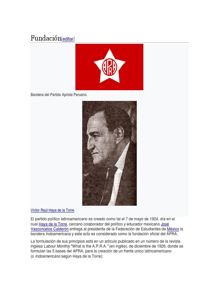 Historia Del APRA | PDF | Perú | Elecciones