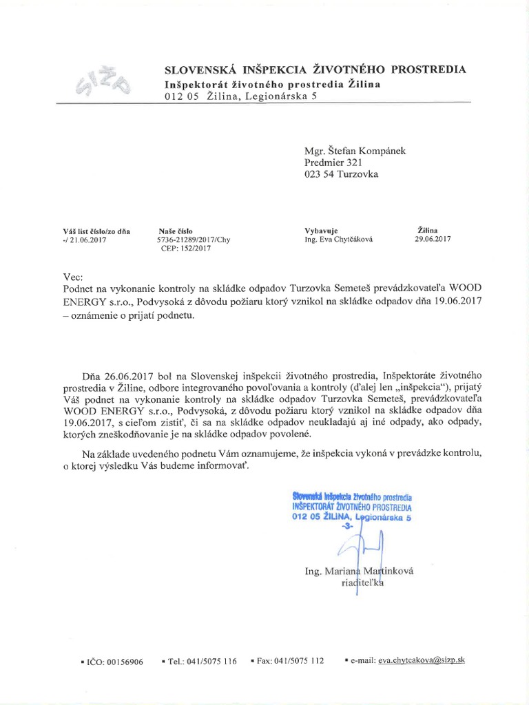 SIZP - Odpoved Na Podnet | PDF