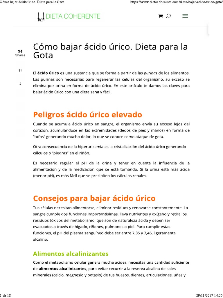 Dieta para La Gota | PDF