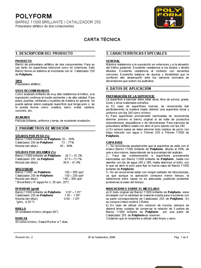 Comex Polyform Barniz 11000 Brillante - Catalizador 250 | PDF ...