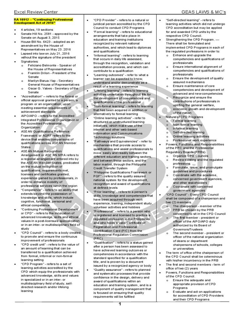 GEAS ECE Laws 2.pdf | Association Of Southeast Asian Nations | Learning