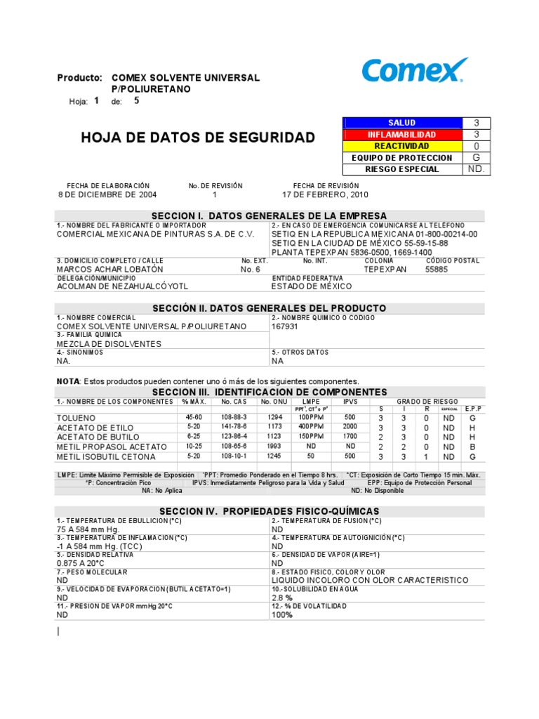 Comex Solvente Universal para Poliuretano | PDF | Solvente | Agua