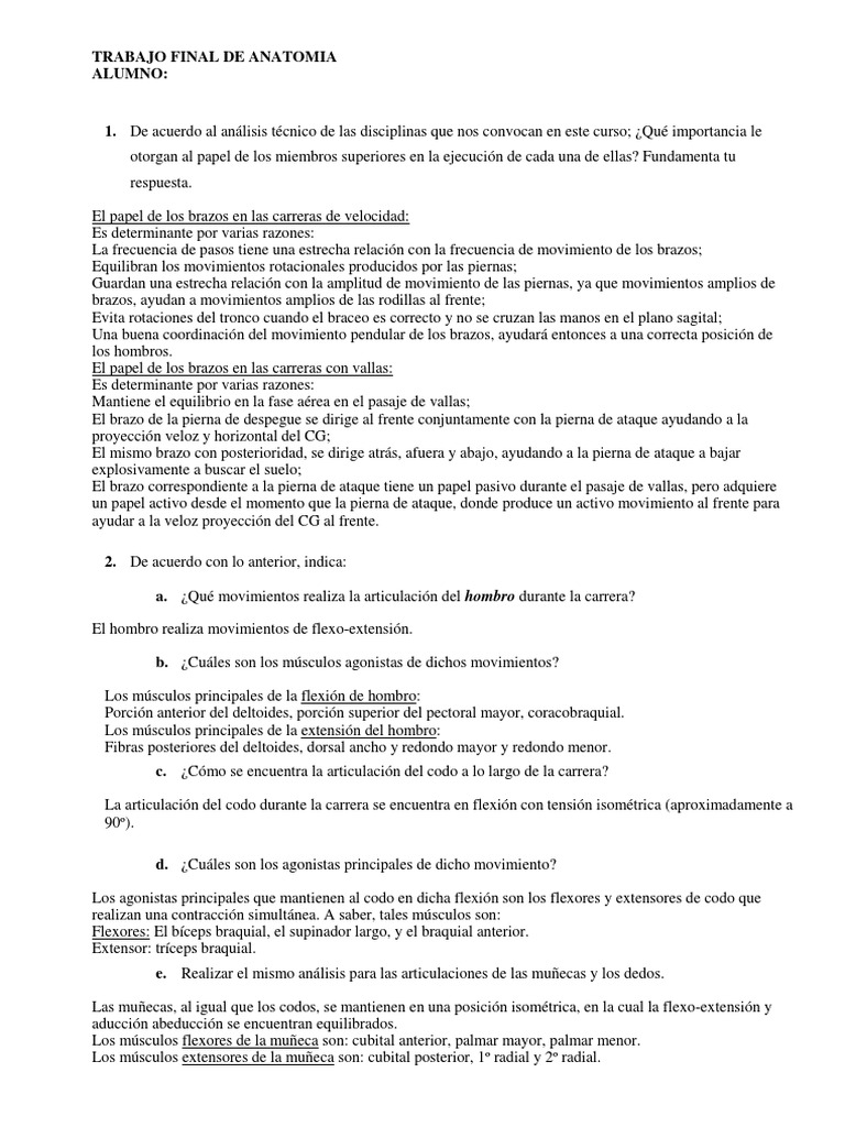 Trabajo Final de Anatomia | PDF | Codo | Tobillo