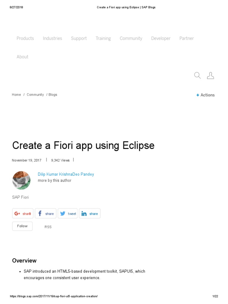 Create A Fiori App Using Eclipse Pdf Eclipse Software Mobile App