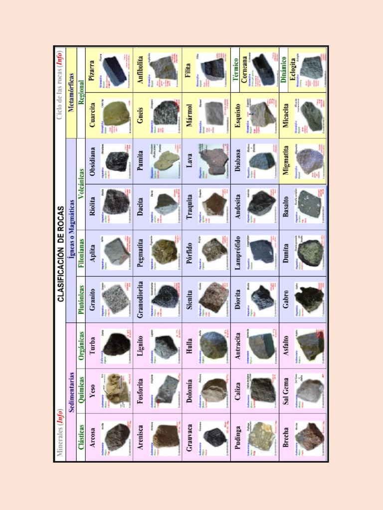 Clasificación de Rocas Sedimentarias, Ígnea y Metamorfica | Yeso | Roca ...