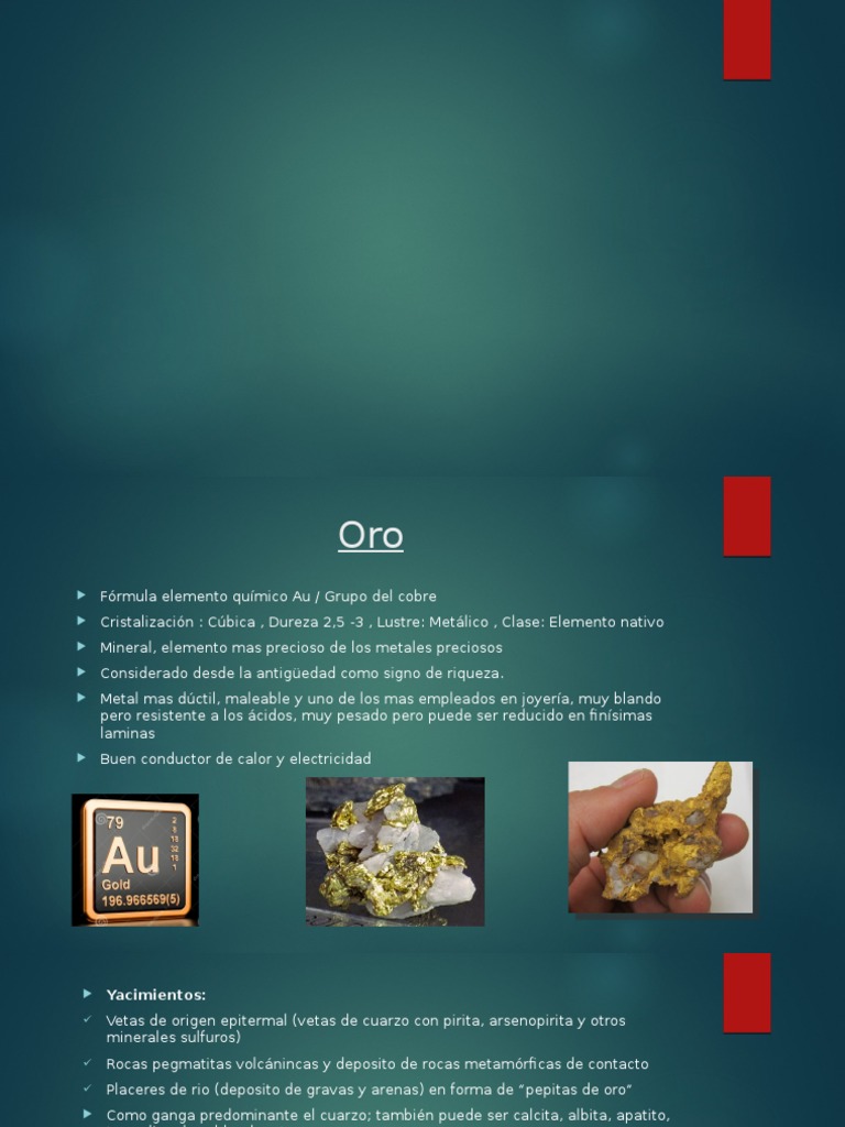 Propiedades y Usos del Oro y Bismuto | PDF | Oro | Rieles