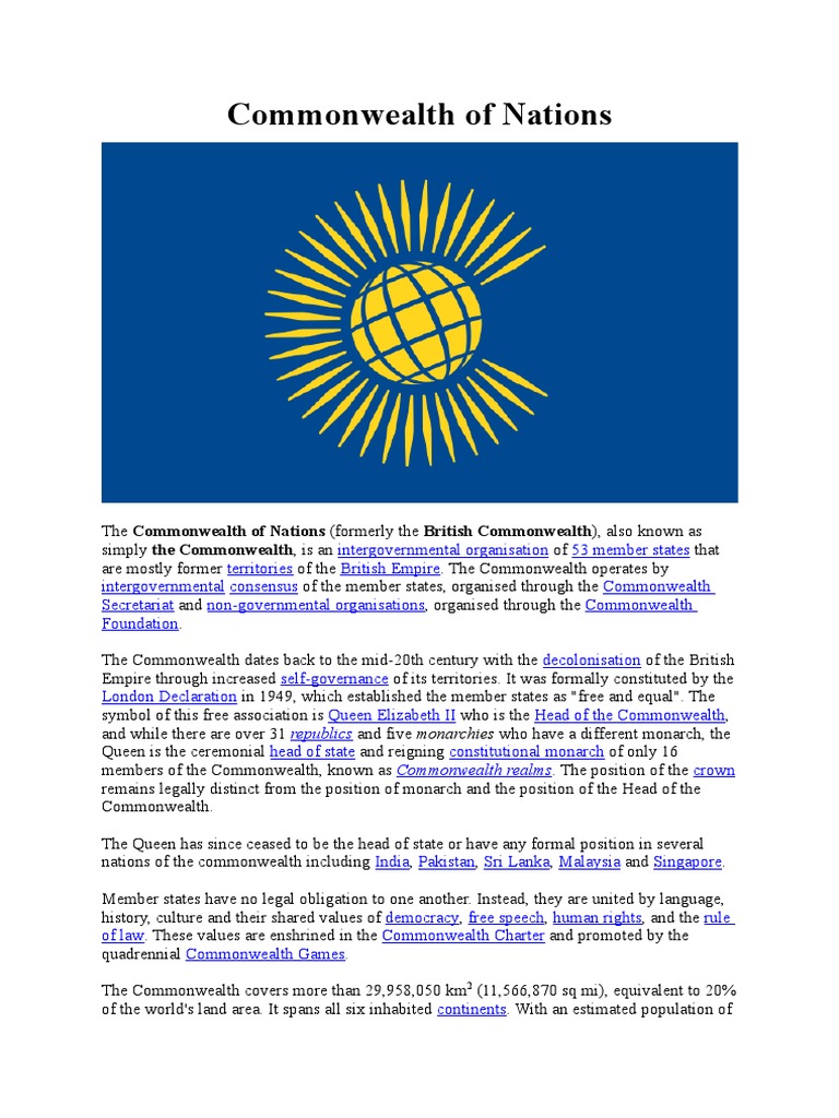 Commonwealth of Nations | PDF | Commonwealth Of Nations | Dominion