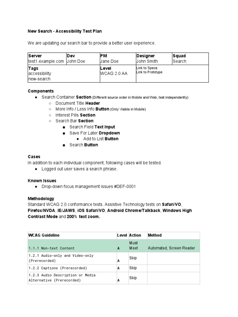 Sample Accessibility Test Plan | PDF | Accessibility | Computer Keyboard