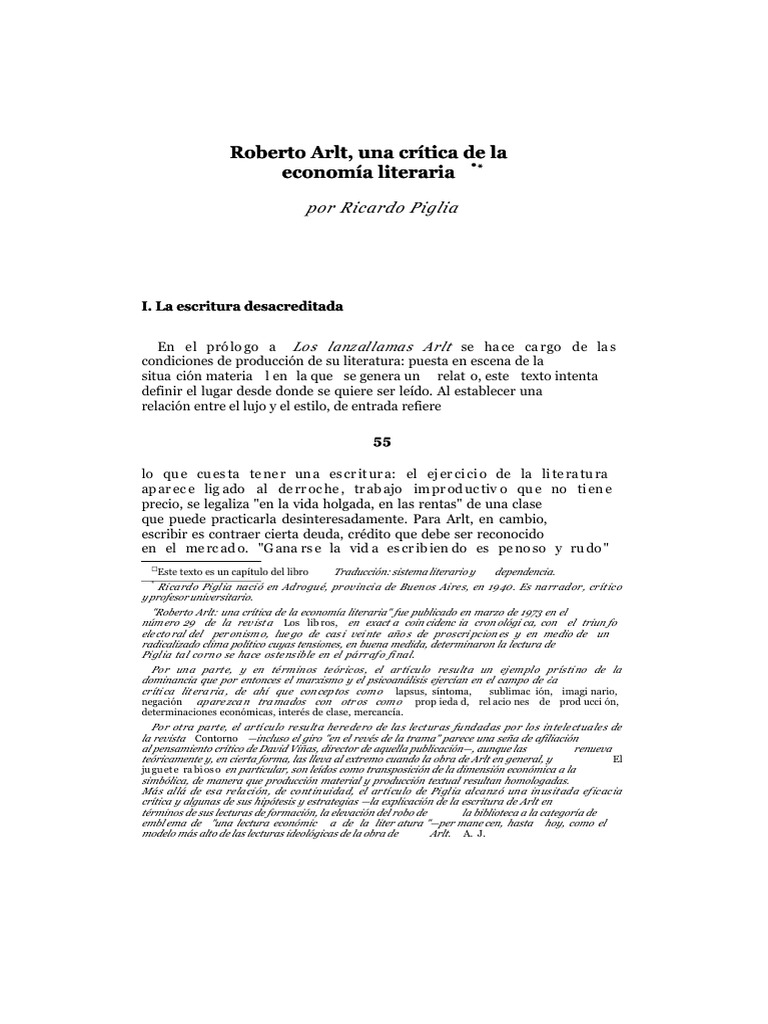 Roberto Arlt y la crítica de la economía literaria | PDF | Comillas ...