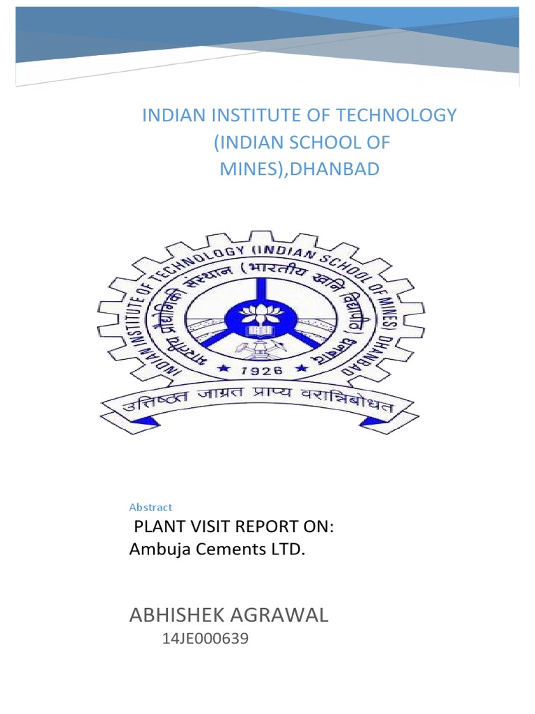 IIT ISM Dhanbad student plant visit report Ambuja Cements | PDF